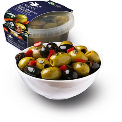 Delphi - Black & Green Pitted Olives 240g - Farmers Fayre